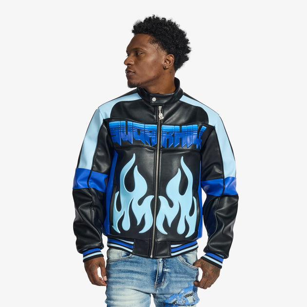 "Alchemy" Racer Jacket (black/blue) – Sugarhill