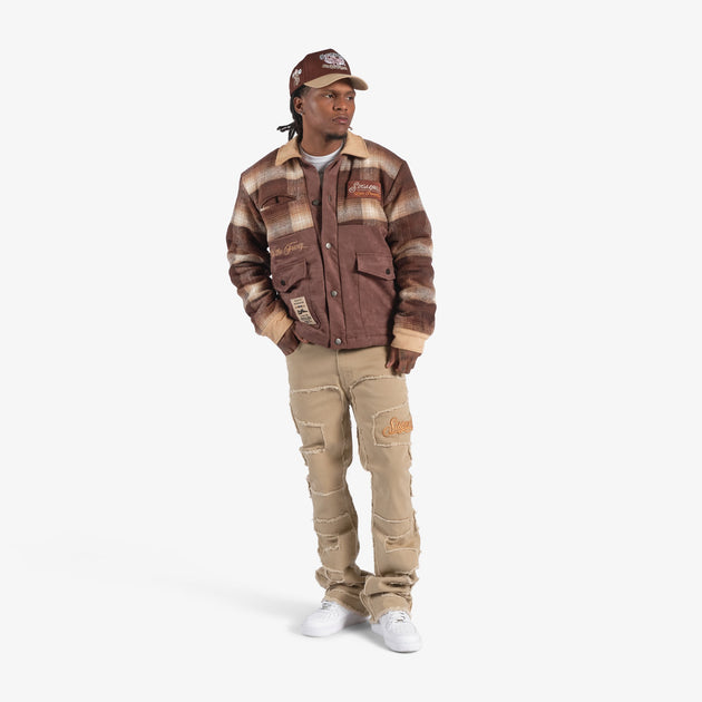 "Australia" Jacket (brown suede/plaid) – Sugarhill