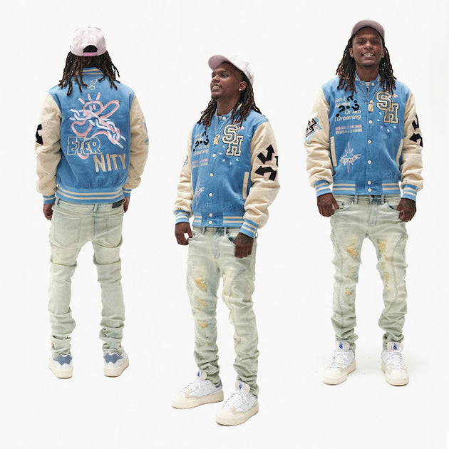 "Paranoid" Corduroy Letterman (blue) – Sugarhill