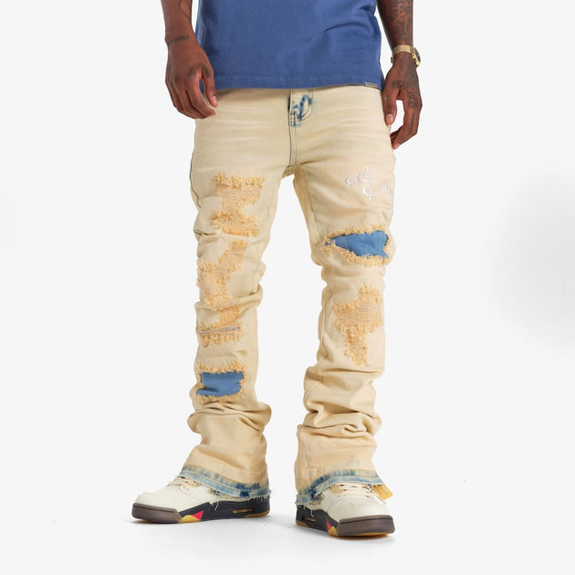 "Valentino" Stacked Jeans (wheat cloud) – Sugarhill